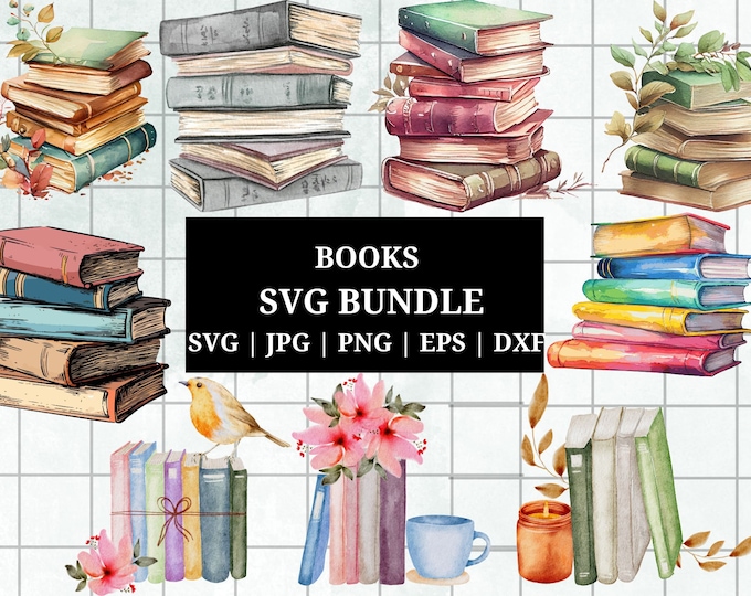 Books SVG Books Cut File Reading SVG Books Silhouette School Svg Stack ...