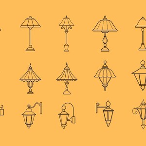 Line Drawing Lamp Set, Line Drawing, PNG, SVG, EPS, Printable Art ...