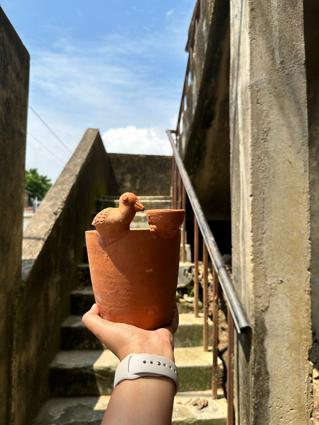 Terracotta Garden & Bird Planter, Artisan Garden Decor, Sculptural ...
