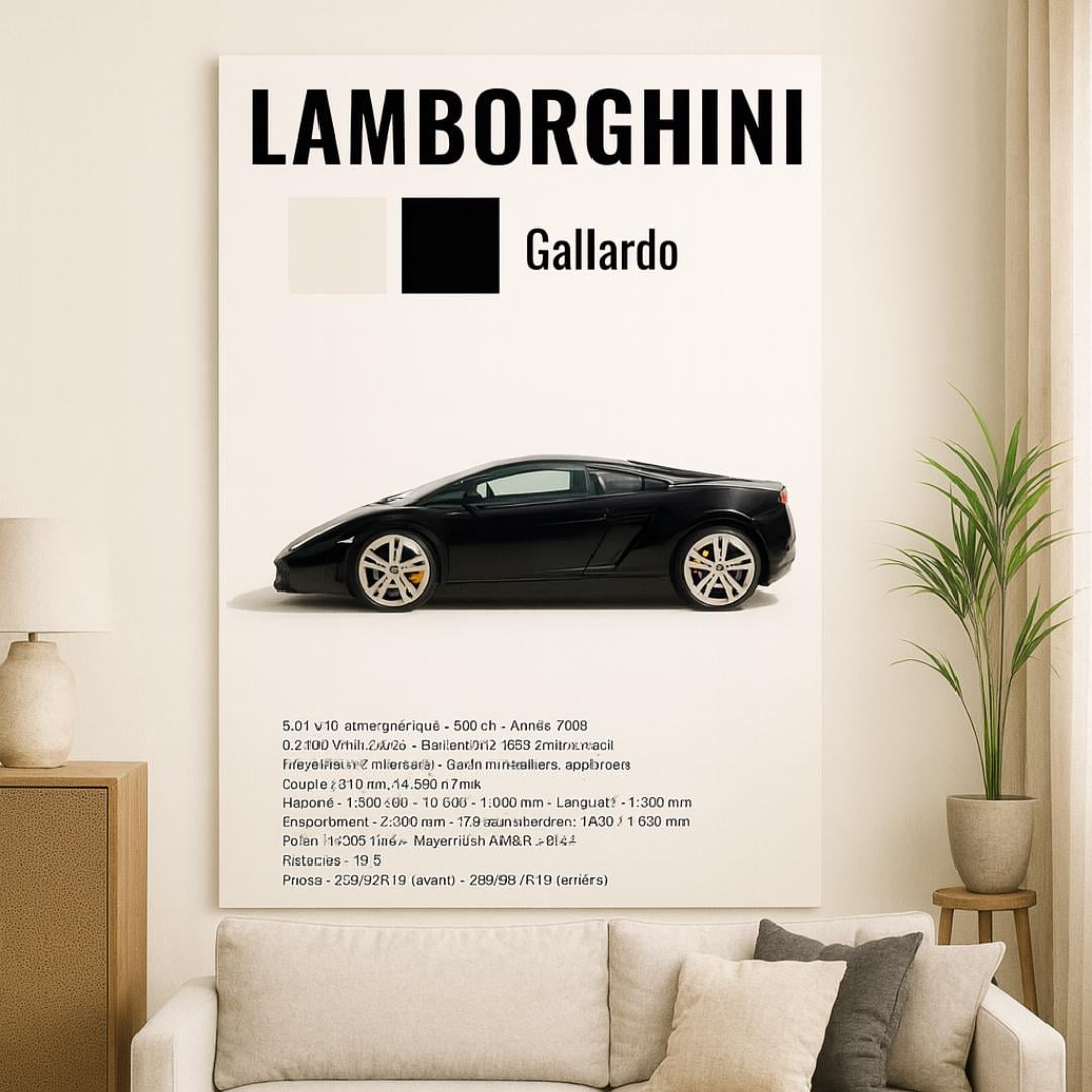 Lamborghini Gallardo Supercar Poster Classic 2003 Sports Car Wall Art ...