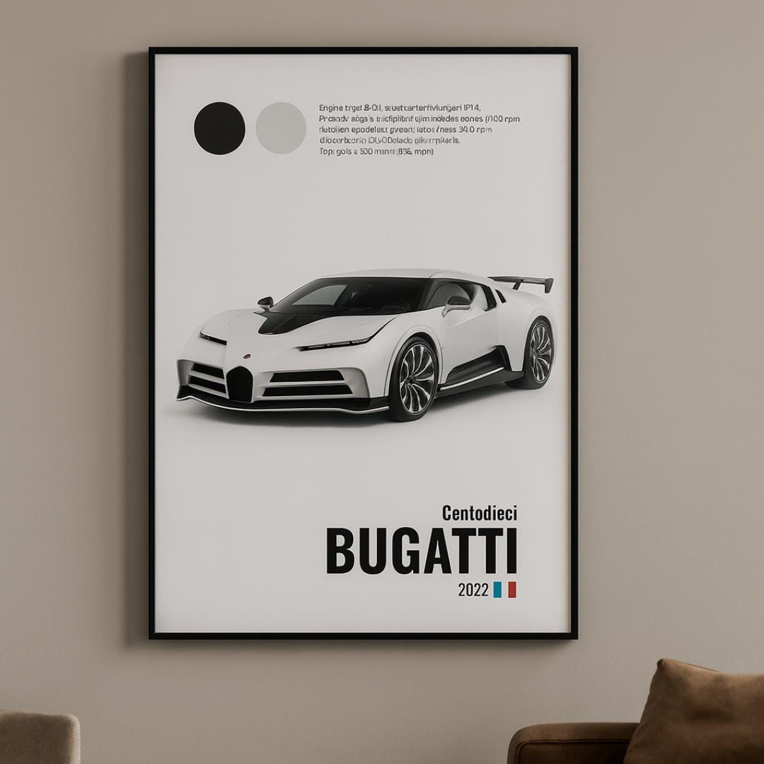 Bugatti Centodieci 2022 Poster Hypercar Wall Art Exclusive Bugatti ...
