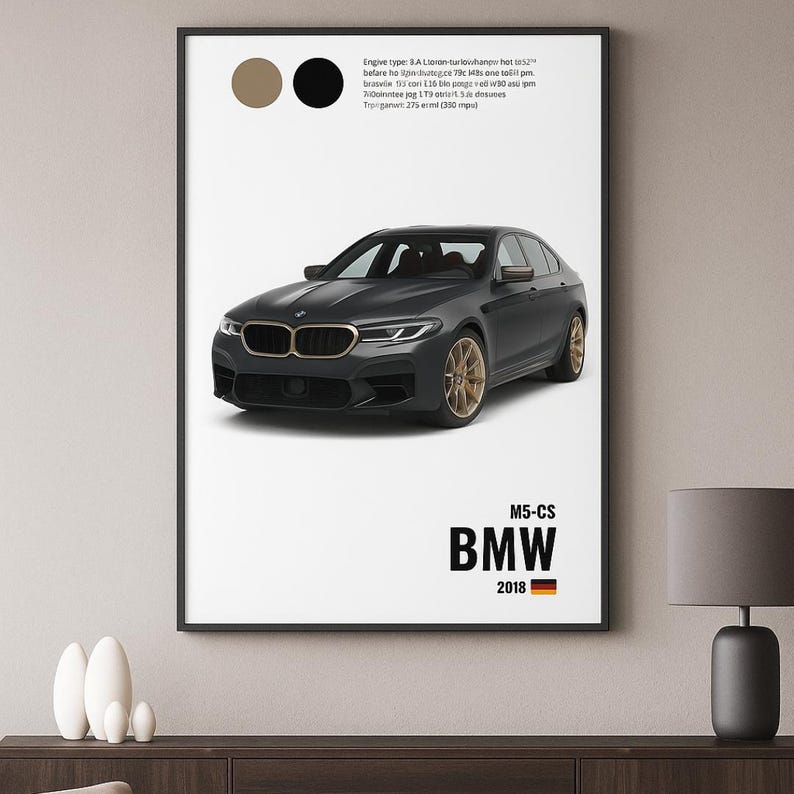 BMW M5 CS Poster German Sports Sedan Wall Art, Luxury Performance Car ...