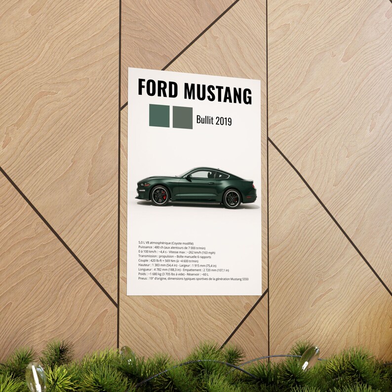 Ford Mustang Bullitt 1968 Poster Classic Muscle Car Wall Art Vintage ...