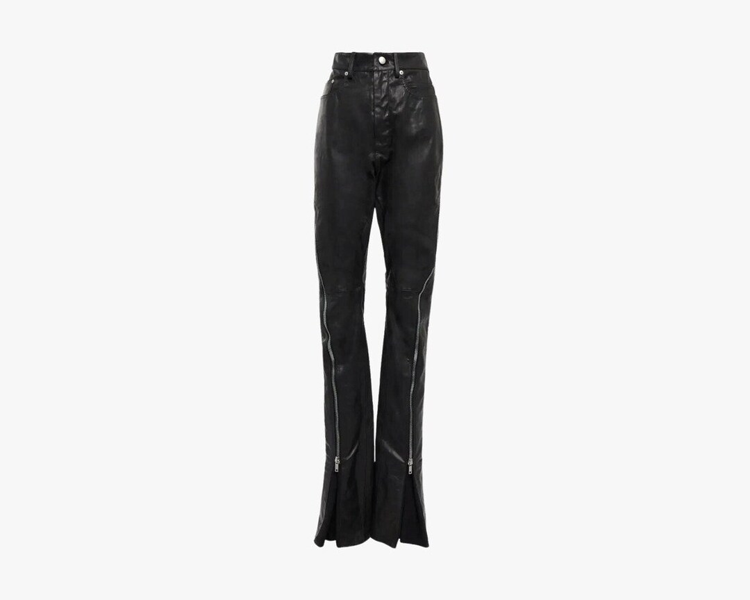 Ladies Stylish Steampunk Black Leather Pants, Wide Leg Flapper Leather ...