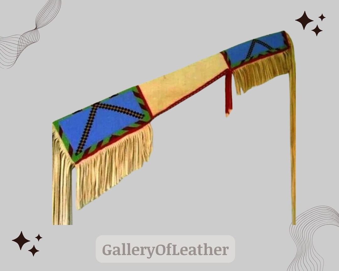 Indian Beaded Rifle Scabbard, Sioux Style Suede Leather Gun Cover ...