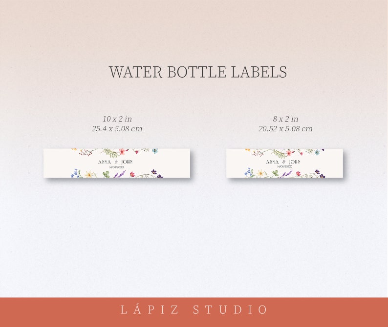 Editable Wildflower Water Bottle Label, Corjl Template, Printable Water ...