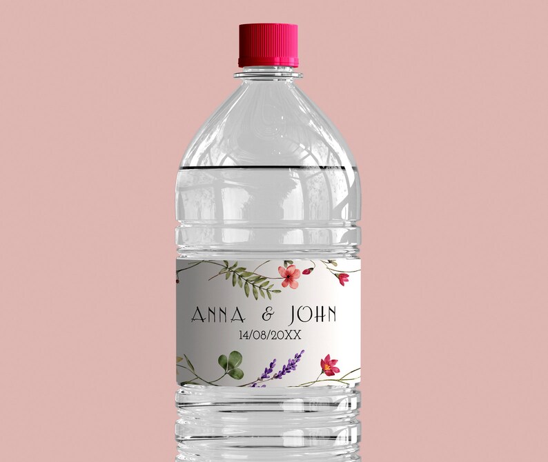 Editable Wildflower Water Bottle Label, Corjl Template, Printable Water ...