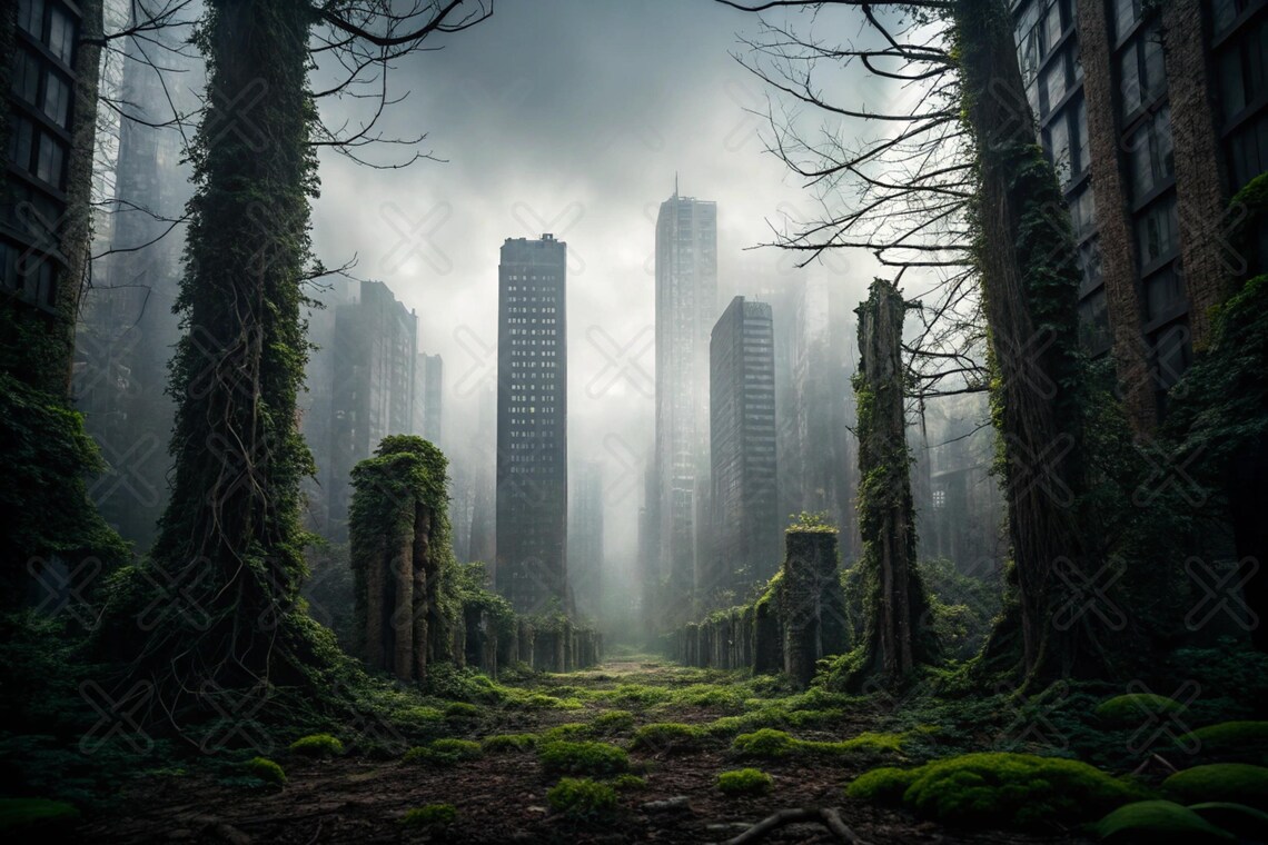 25 Post-apocalyptic City Town Dystopia Broken Digital Backdrop Portrait ...