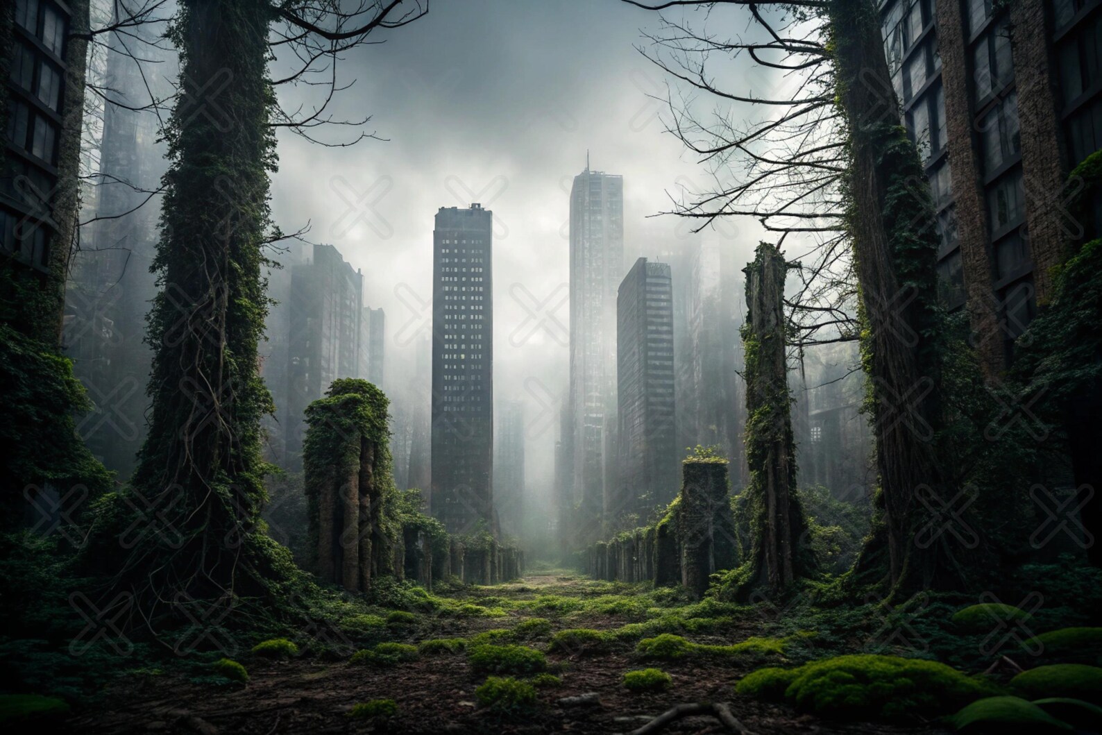 25 Post-apocalyptic City Town Dystopia Broken Digital Backdrop Portrait ...