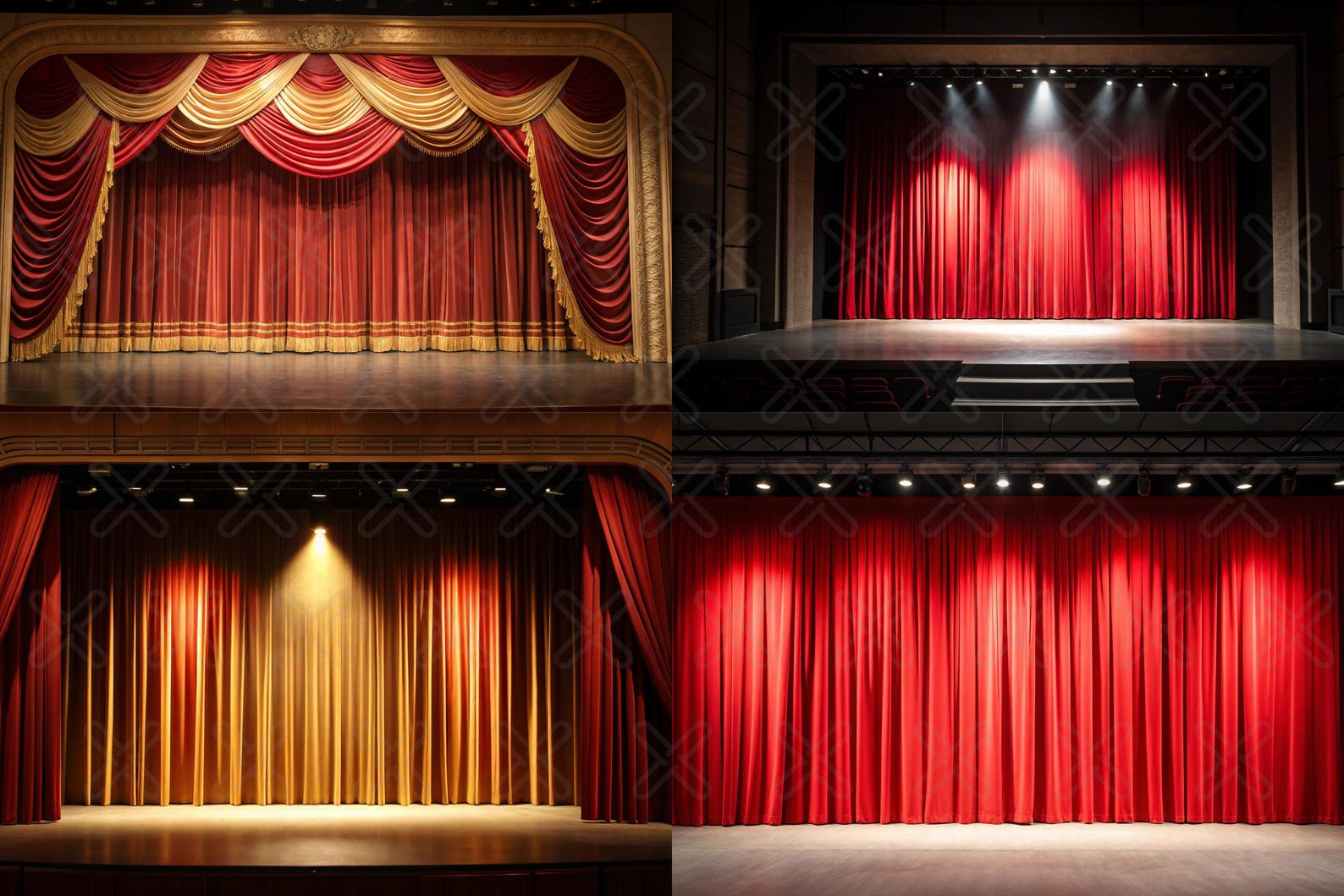 11 Theater Stage Red and Gold Curtain for Personal Portrait Digital ...