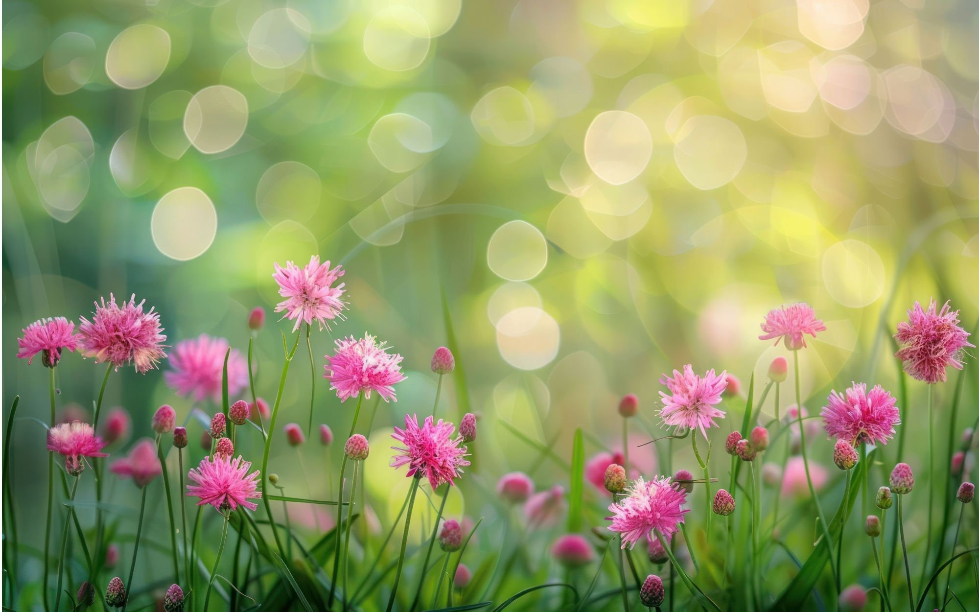 6 Green Grass Wildflowers Digital Backdrop, Pink Flower Field ...