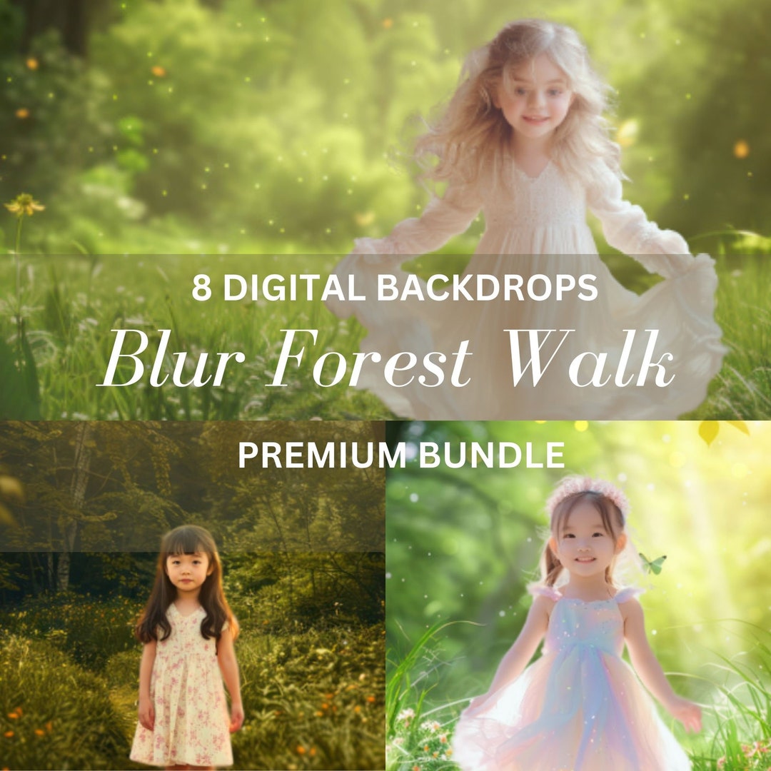 8 Blurred Forest Walk Backdrops Green Summer Spring Background, Grass ...