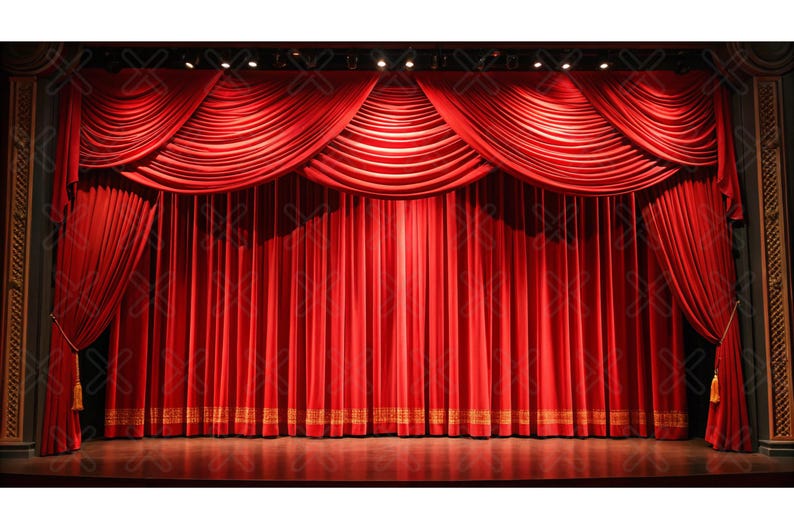 11 Theater Stage Red and Gold Curtain for Personal Portrait Digital ...