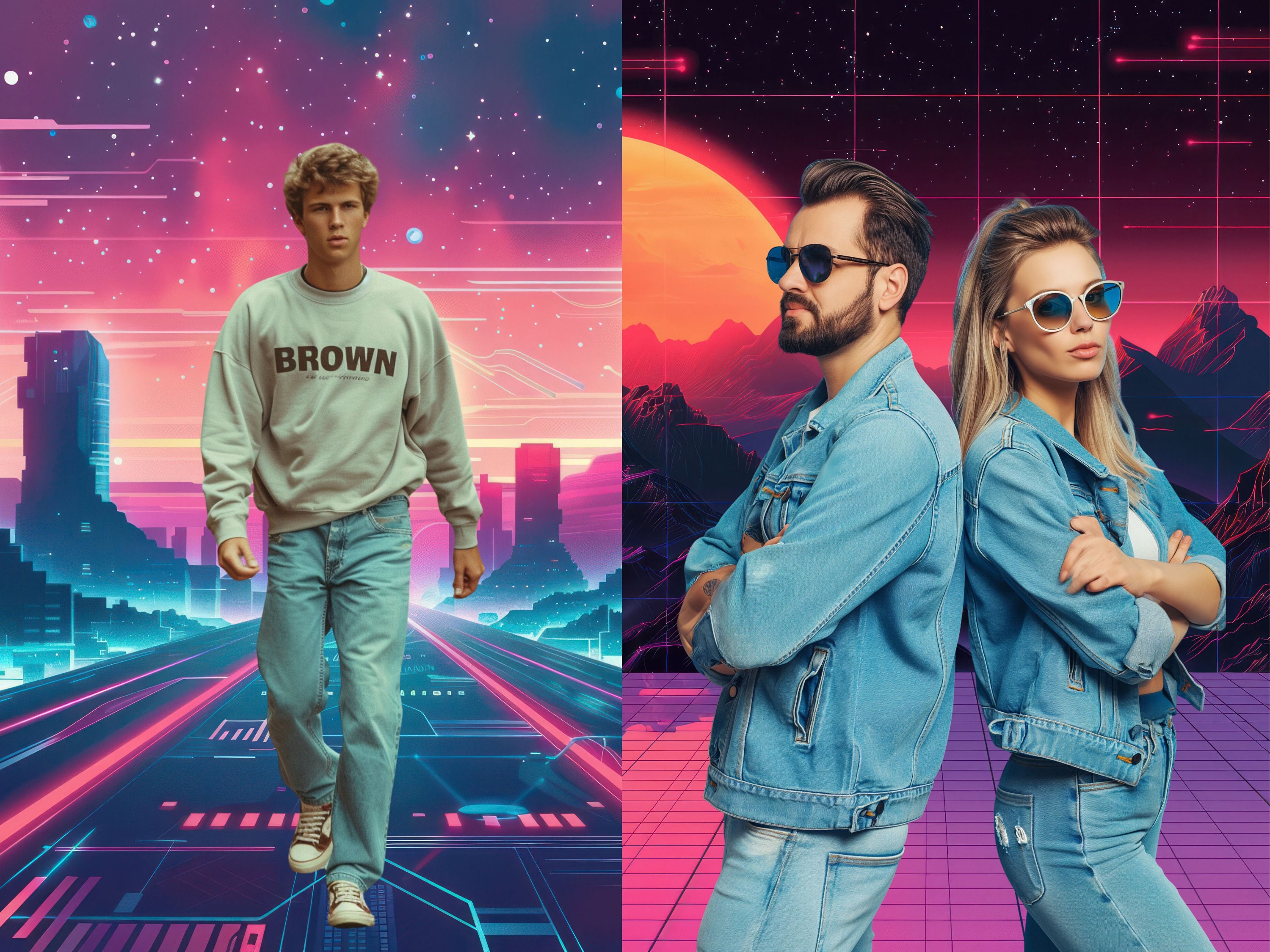 1980s Neon Portrait Backdrops: Lofi Theme (digital Download) - Etsy