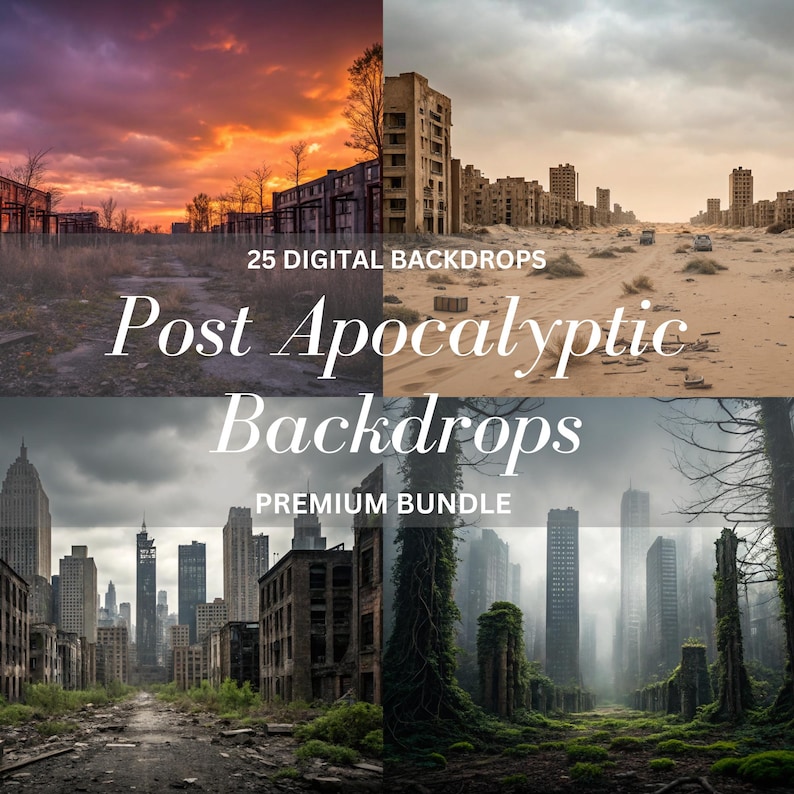 25 Post-apocalyptic City Town Dystopia Broken Digital Backdrop Portrait ...