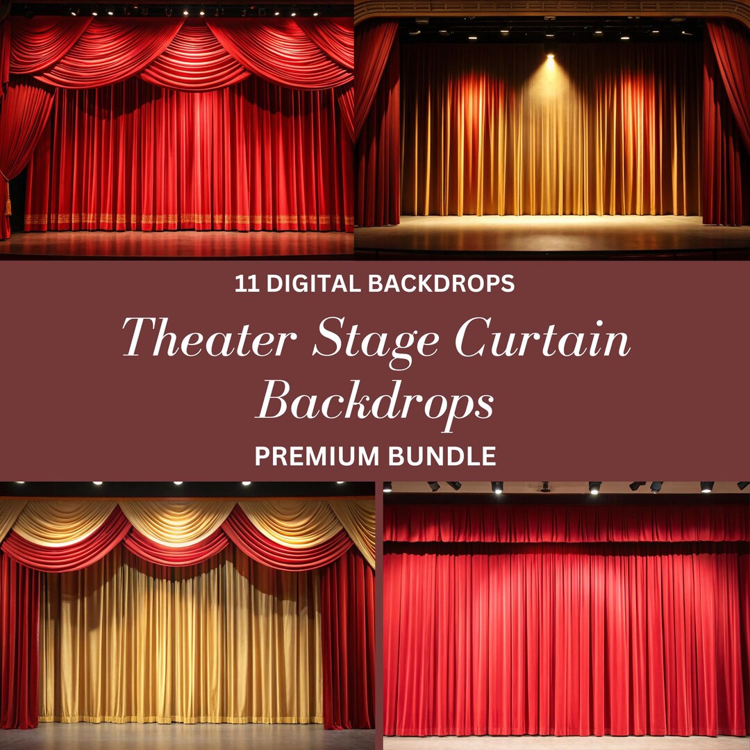 11 Theater Stage Red and Gold Curtain for Personal Portrait Digital ...