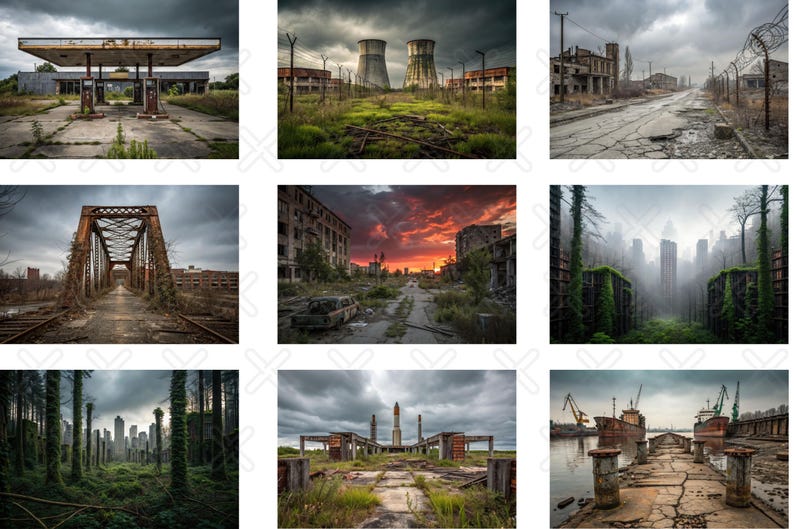 25 Post-apocalyptic City Town Dystopia Broken Digital Backdrop Portrait ...