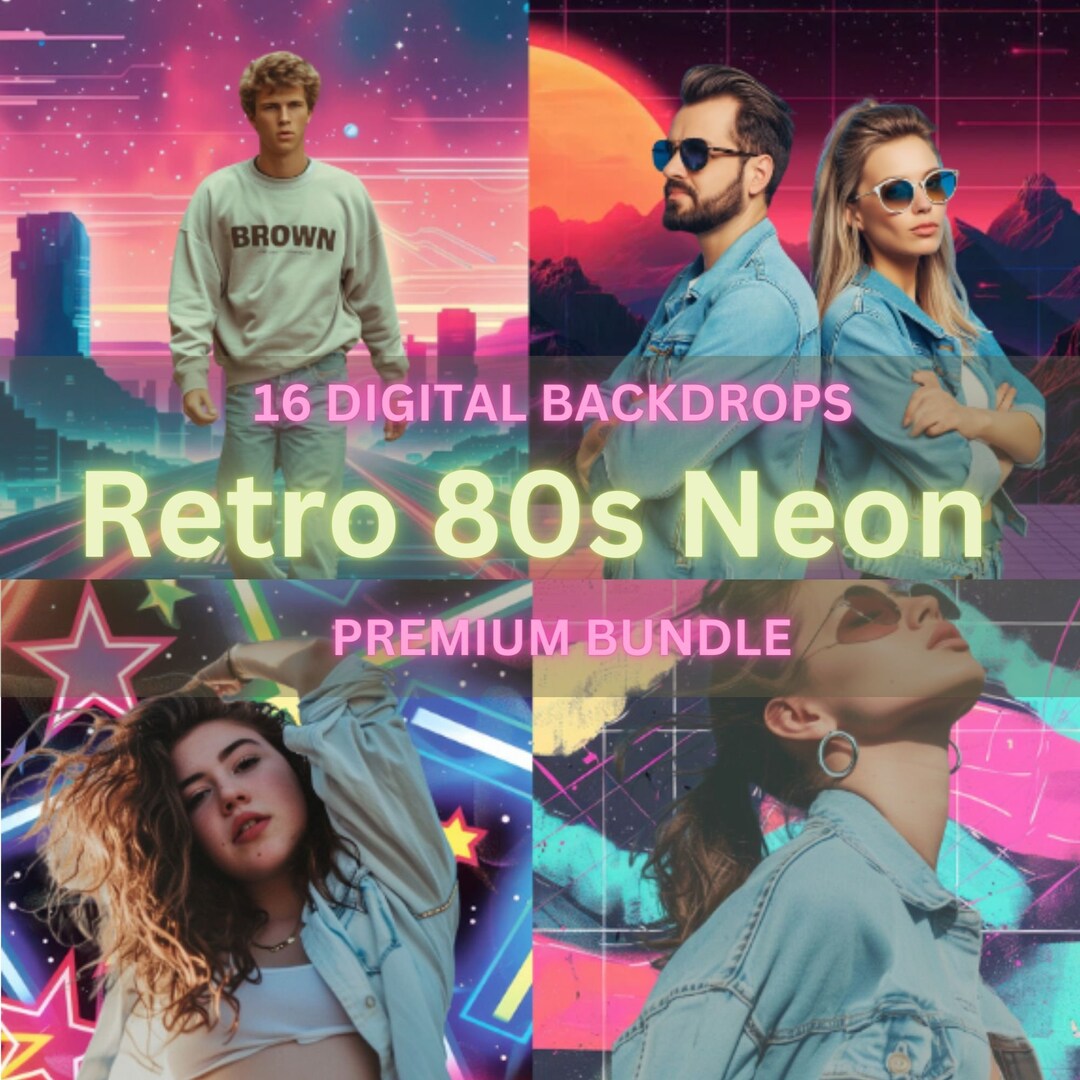 1980s Neon Portrait Backdrops: Lofi Theme (digital Download) - Etsy