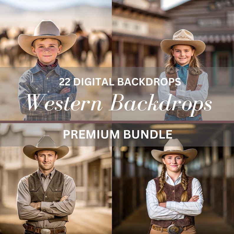 22 Blurred Vintage Classic Western Digital Backdrop Cowboy Cowgirl ...