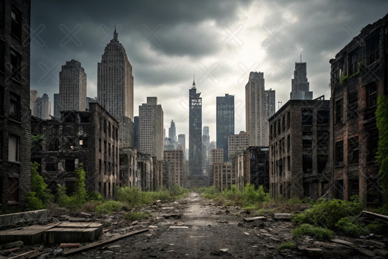 25 Post-apocalyptic City Town Dystopia Broken Digital Backdrop Portrait ...