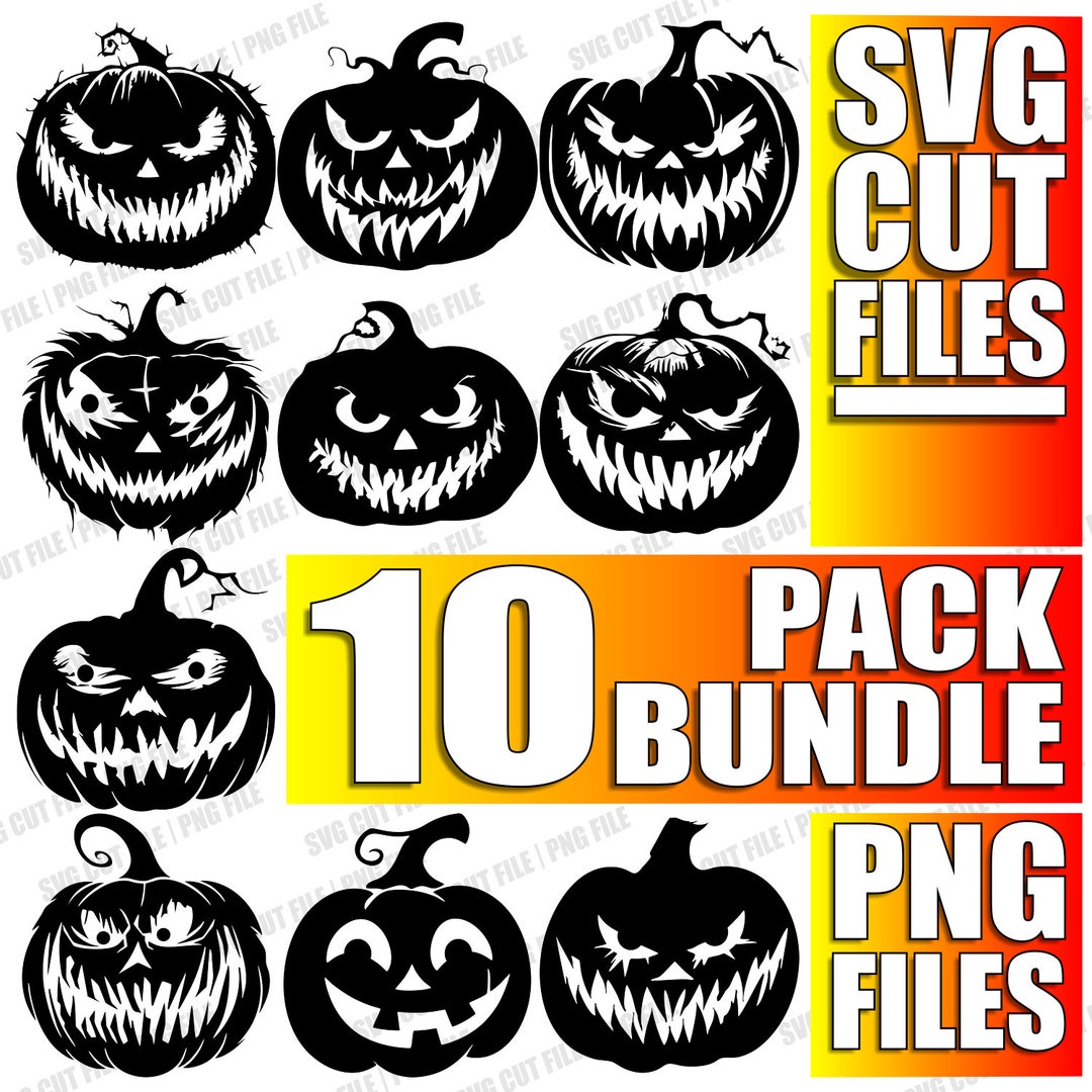 10x Halloween SVG Bundle, Ghost SVG, Pumpkin Vector, Fall Svg, Clipart ...