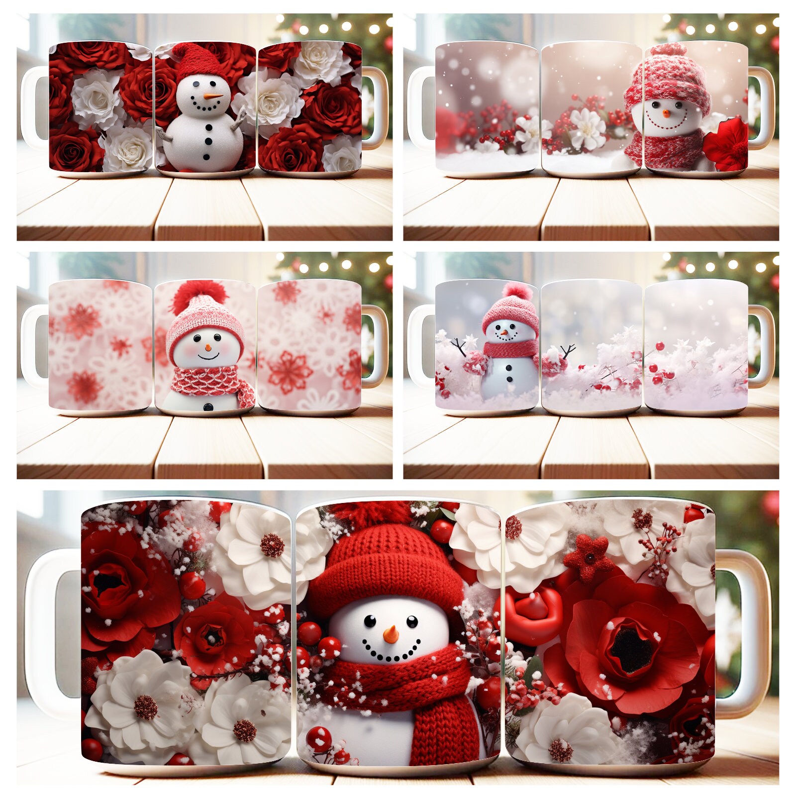100 3D Christmas Mug Wrap Bundle Sublimation Designs PNG, 11oz and 15oz ...
