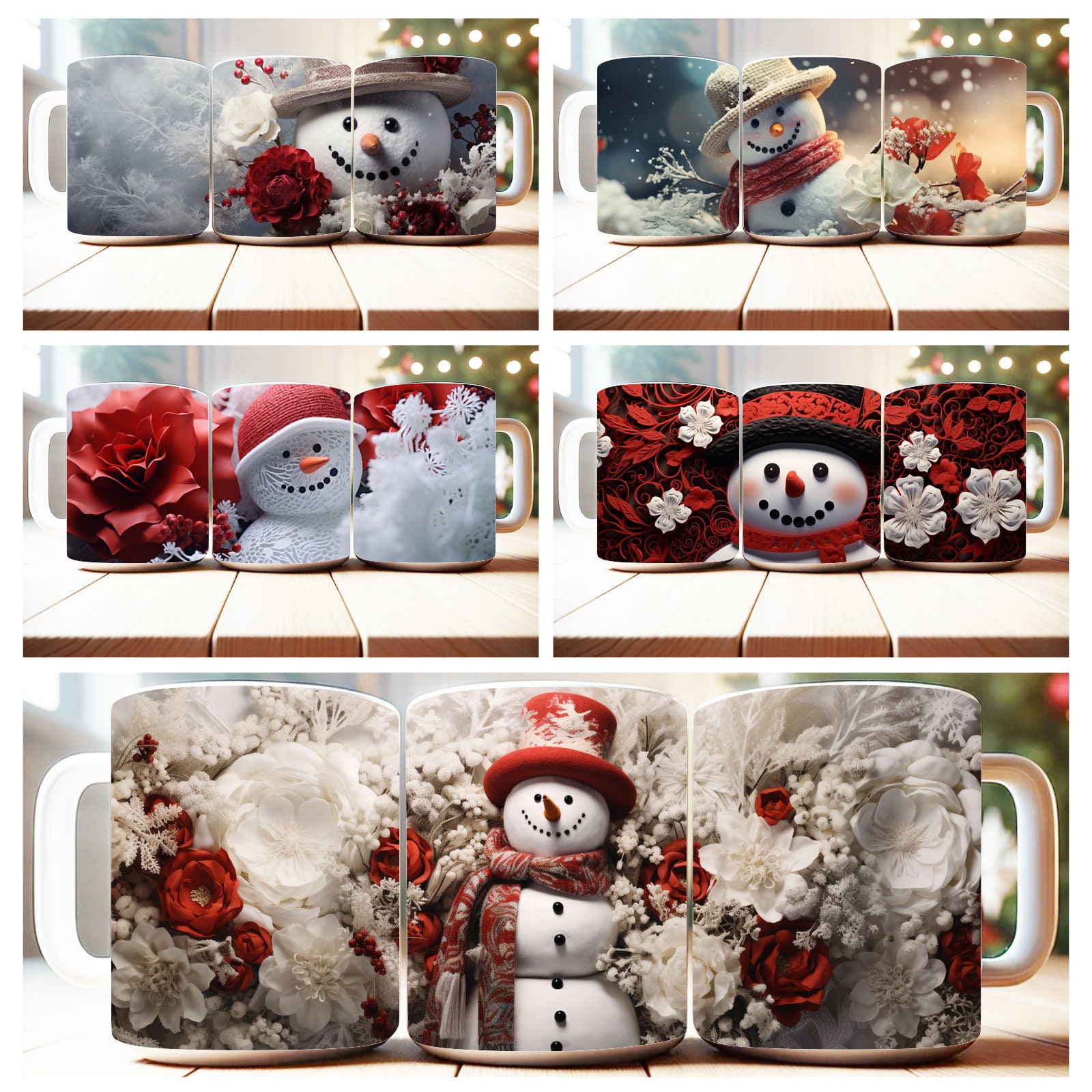 100 3D Christmas Mug Wrap Bundle Sublimation Designs PNG, 11oz and 15oz ...
