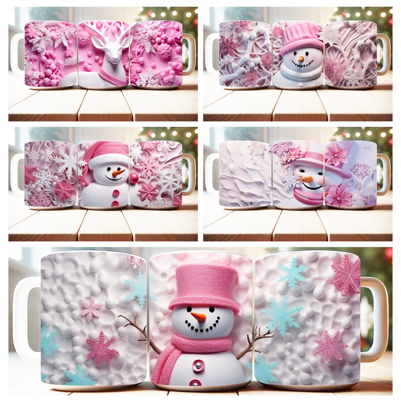 100 3D Christmas Mug Wrap Bundle Sublimation Designs PNG, 11oz and 15oz ...