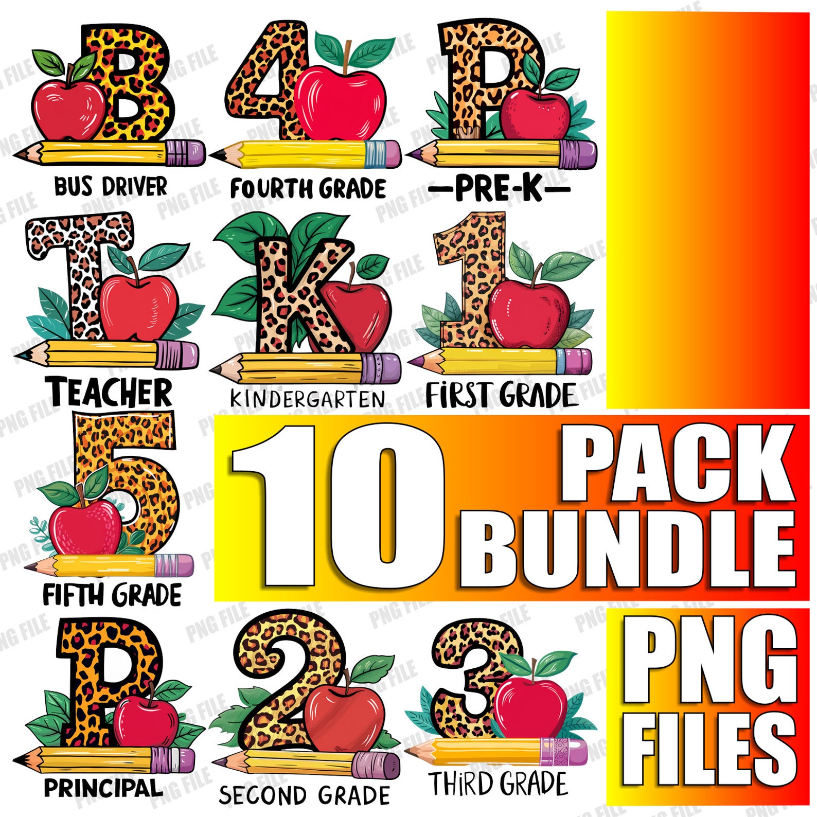 10x Back to School Bundle PNG, Pre-k PNG, First Day of School Clipart ...