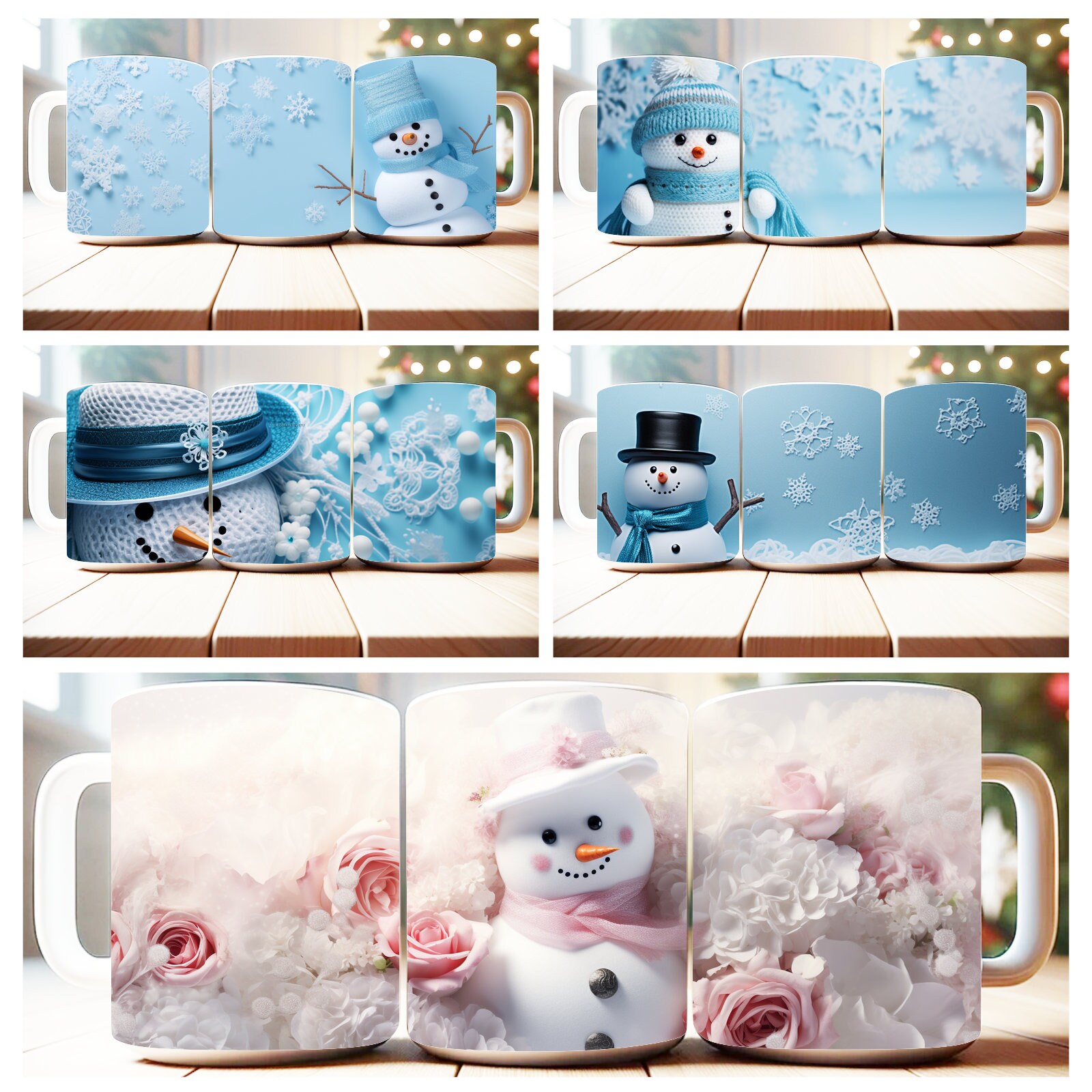 100 3D Christmas Mug Wrap Bundle Sublimation Designs PNG, 11oz and 15oz ...