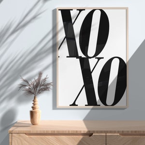 XO Chic Monochrome Wall Art, Retro & XO Quote, Black and White, Modern ...