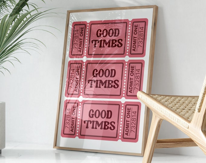 A Good Life Ticket Print Horizontal Black Trendy Retro Aesthetic ...