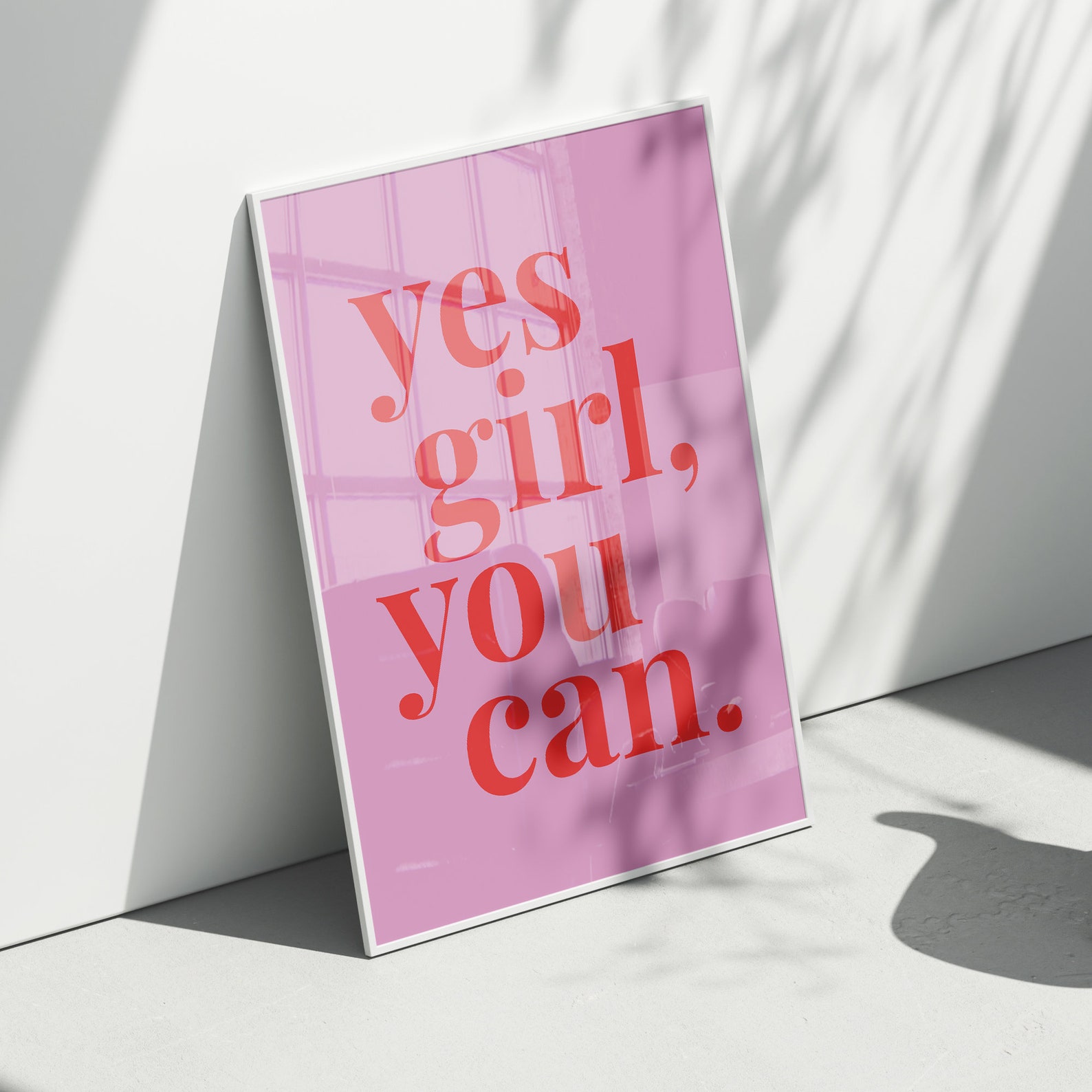 Yes Girl You Can, Affirmation Poster, Typography Wall Art Print ...