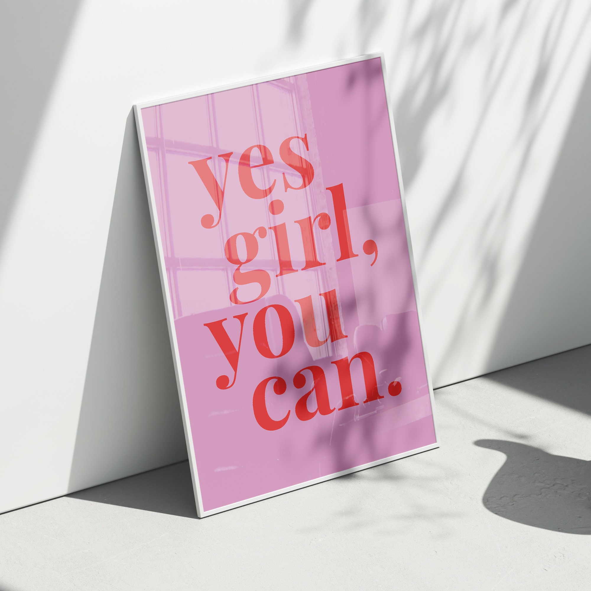 Yes Girl You Can, Affirmation Poster, Typography Wall Art Print ...