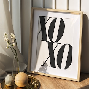 XO Chic Monochrome Wall Art, Retro & XO Quote, Black and White, Modern ...