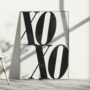 XO Chic Monochrome Wall Art, Retro & XO Quote, Black and White, Modern ...