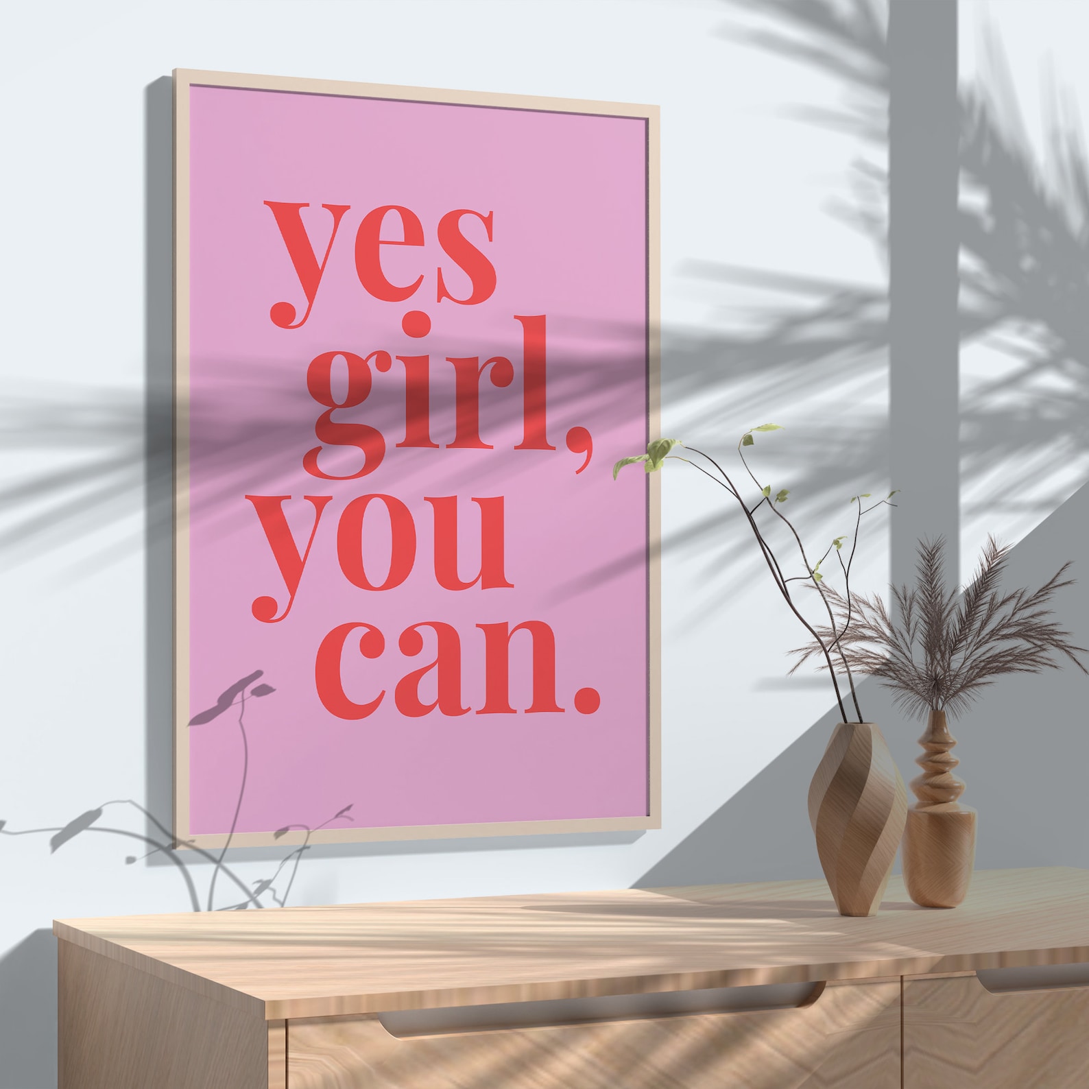 Yes Girl You Can, Affirmation Poster, Typography Wall Art Print ...