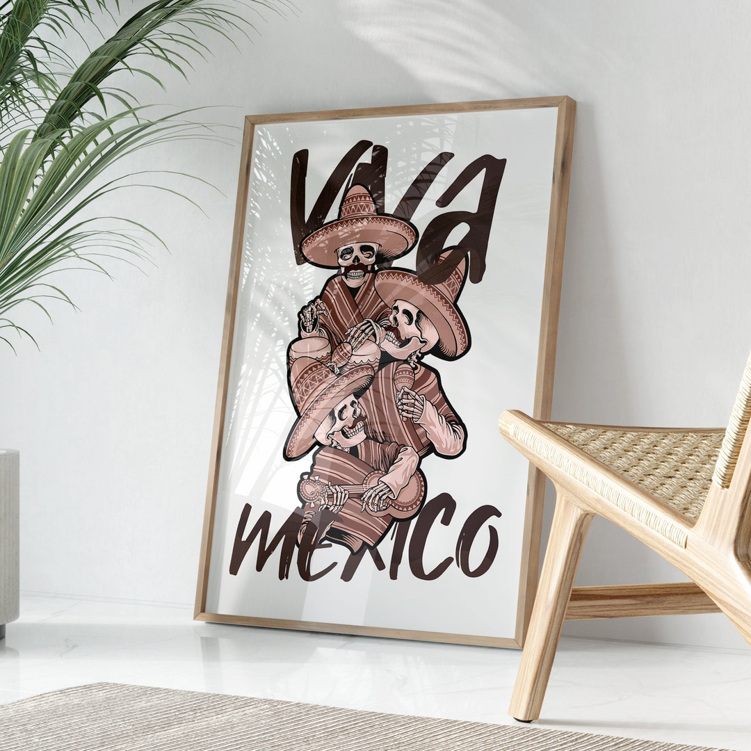 Mexican Dance Poster, Mexico Wall Art, Mexico Travel Poster, Skull Wall ...