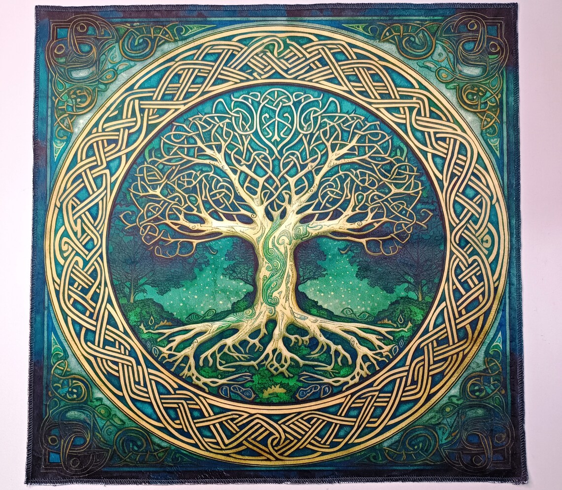 Altar Cloth Tree of Life | 24 Inches Plush Tablecloth | Mat for Tarot ...