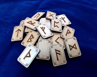 Wooden Runic Set, 25 Pcs With Velvet Pouch Wood Runes Elder Futhark - Etsy