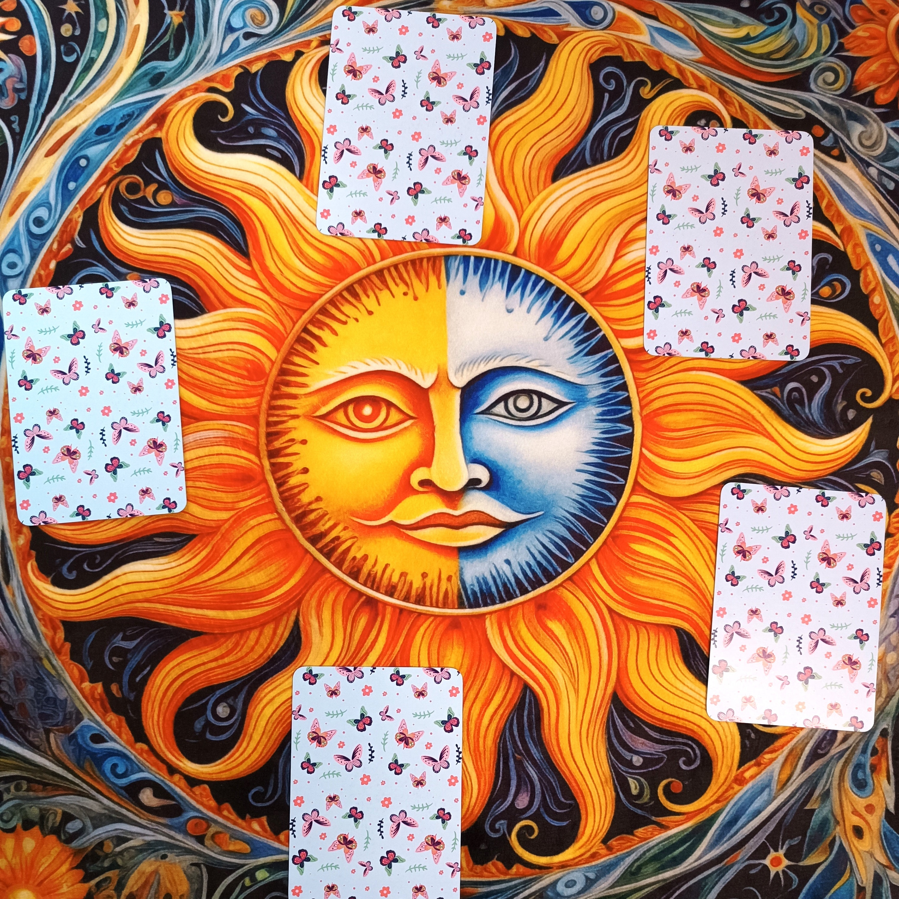 Altar Cloth Yellow & Blue Sun 24 Inches Plush Tablecloth Mat for Tarot ...