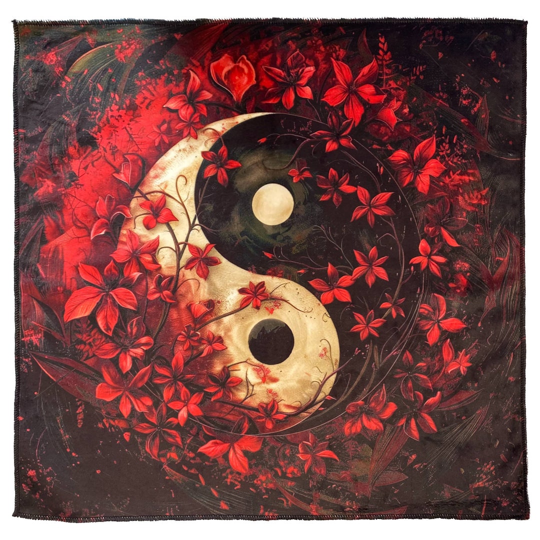 Altar Cloth Yin Yang Red | 24 Inches Plush Tablecloth | Mat for Tarot ...
