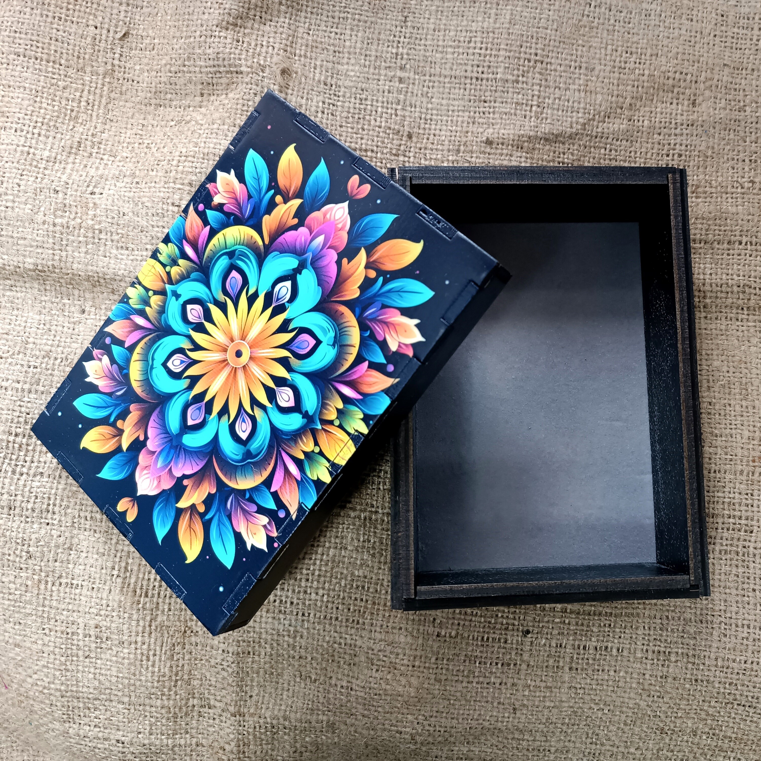 Tarot Deck Storage Box Witchy Wooden Box Mandala Jewellery Box With ...