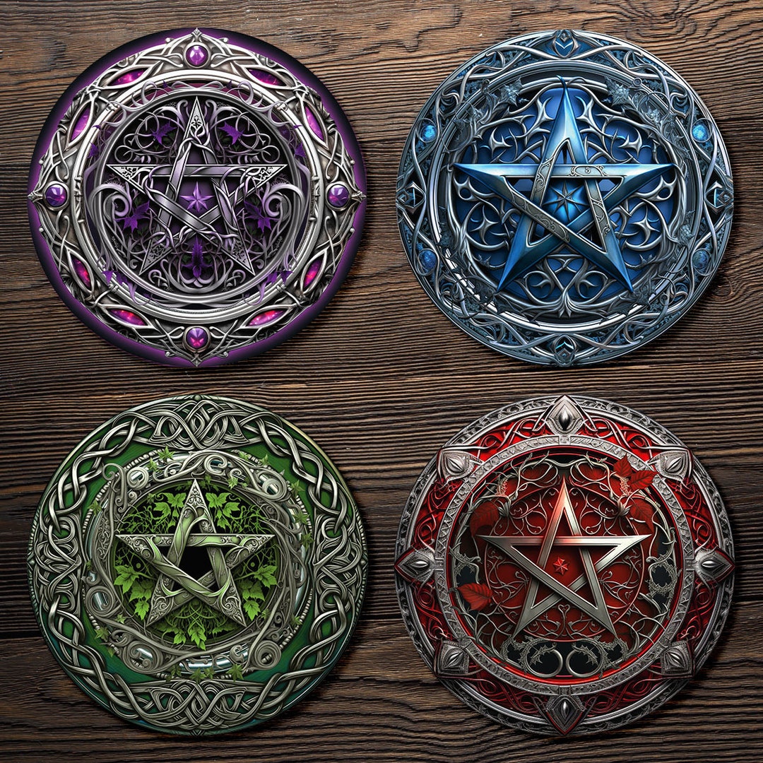 Altar Tile Pentacle Silver, Pentagram Altar, Wall Decor, Witchcraft ...