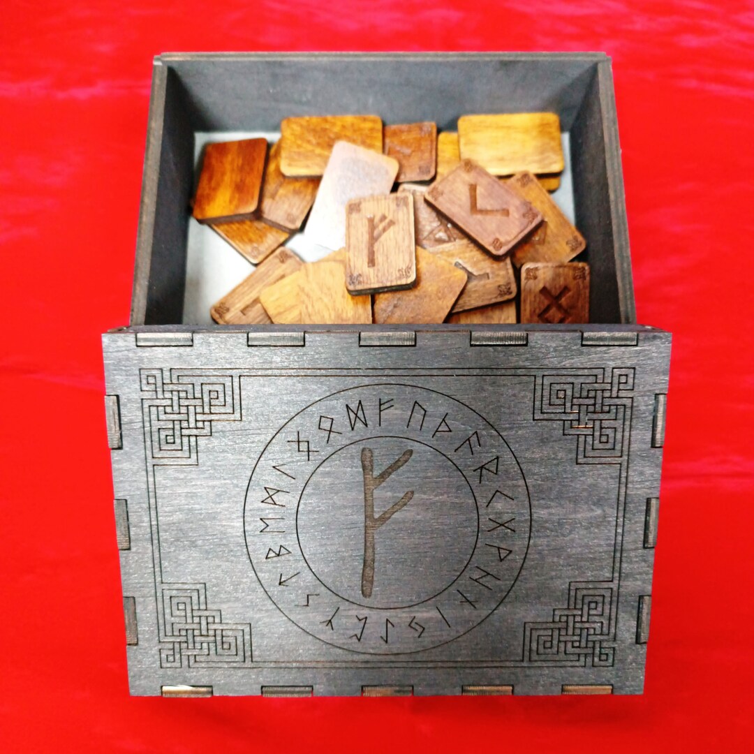 Runes Box, Tarot Card Storage, Treasury Box, Wooden Tarot Pentacle Box ...