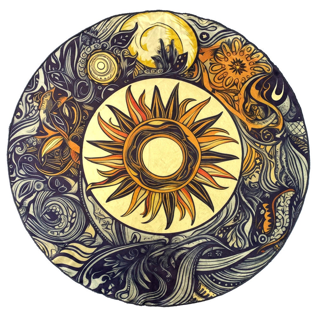 Altar Cloth Circle Sun | Round Plush Tablecloth | Mat for Tarot and ...