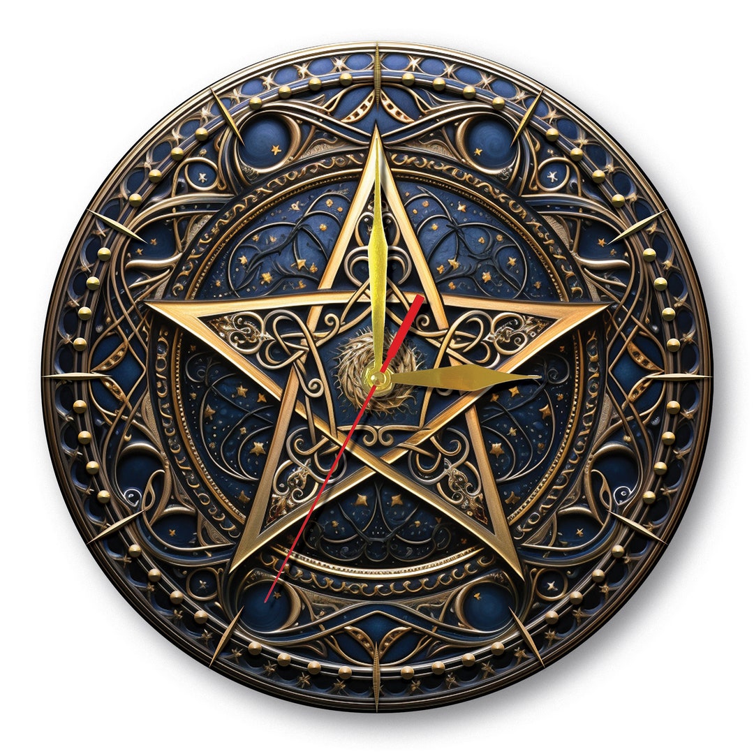Withchy Wall Clock Pentagram | Unique Wall Clock for Wiccans - Etsy