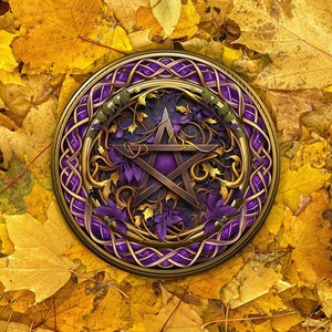 Altar Tile Pentacle Golden, Pentagram Altar, Wall Decor, Witchcraft ...