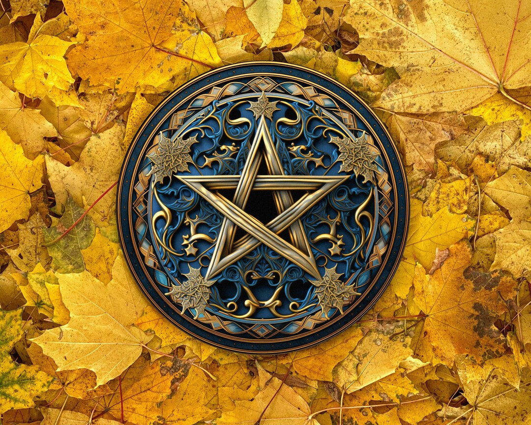 Altar Tile Pentacle Golden, Pentagram Altar, Wall Decor, Witchcraft ...