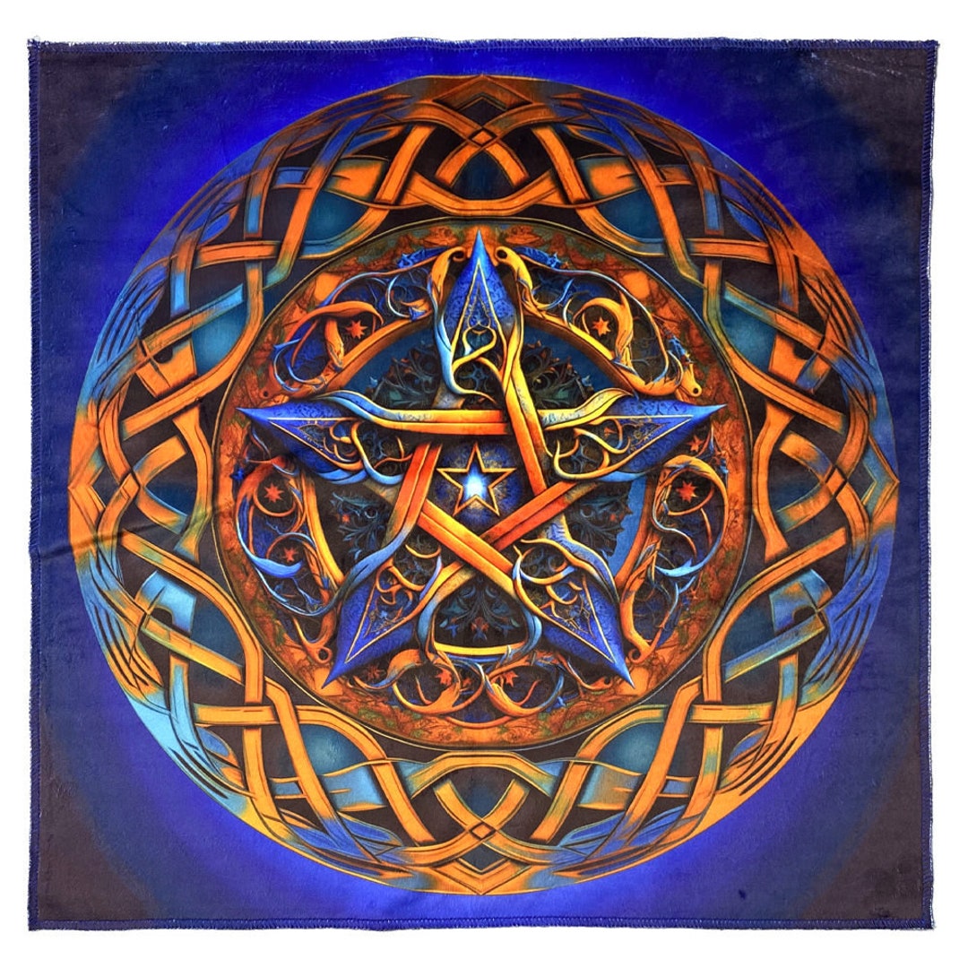 Altar Cloth Pentagram | 24 Inches Plush Square Tablecloth | Mat for ...